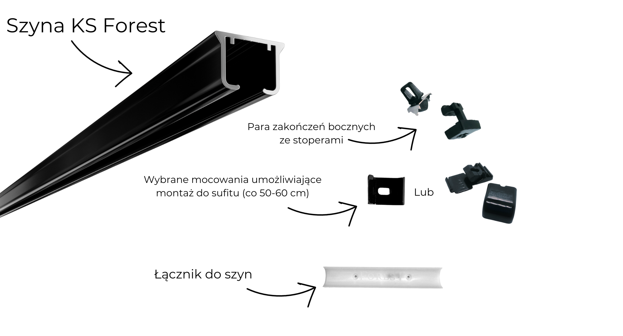 KS Forest szyna sufitowa - moduł 2m (czarna) | sklep Z-Home | Warszawa